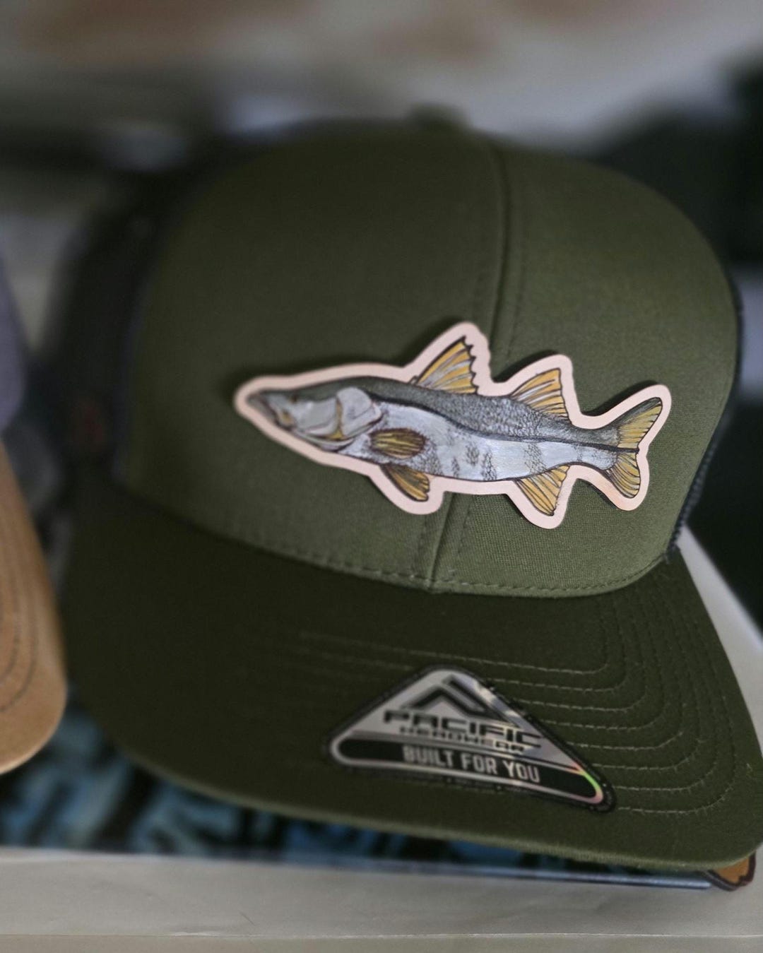 Snook Handpainted Leather Patch Hat , Sookhat, Snook Trucker Hat - Etsy