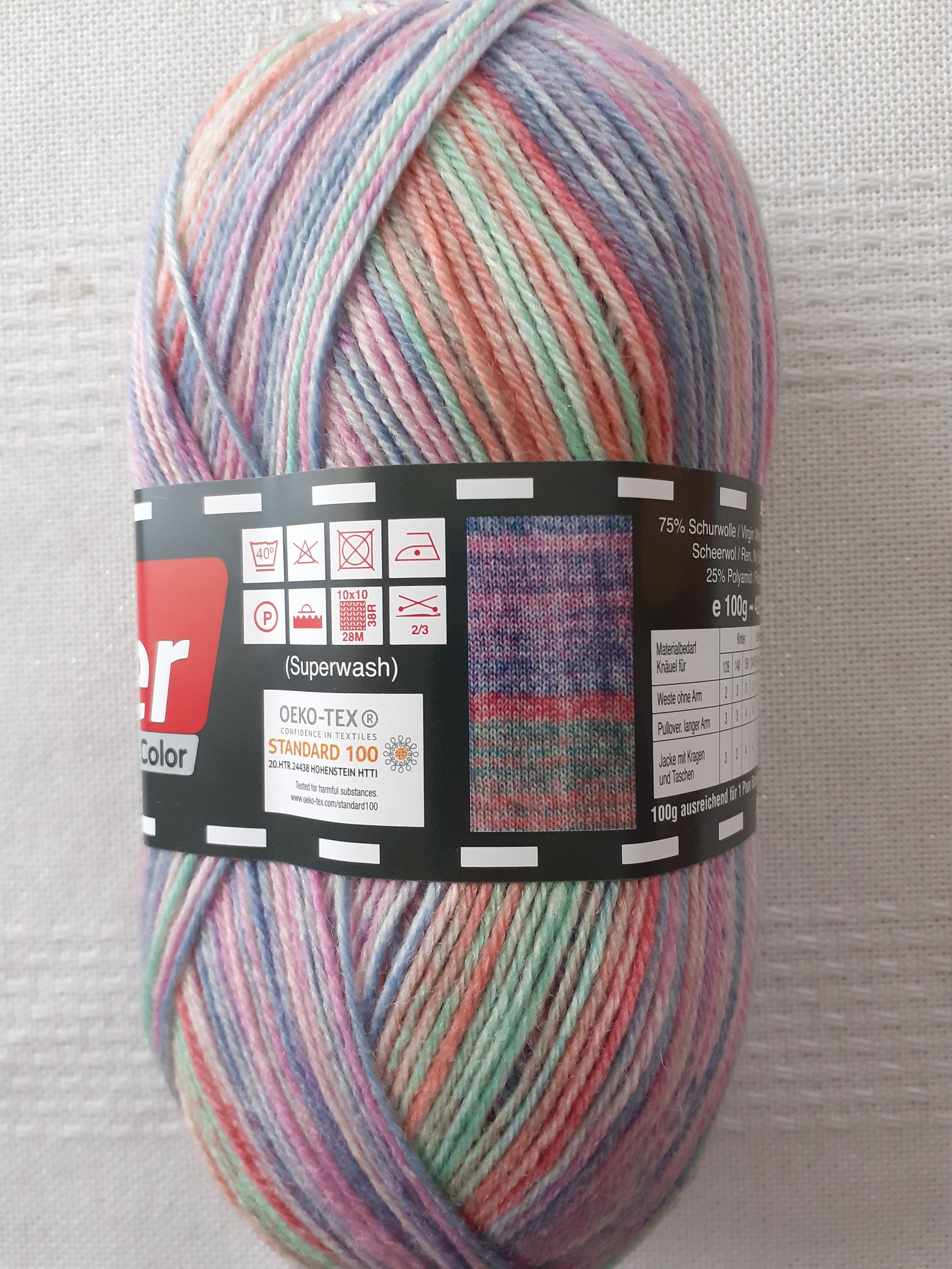 100g SOX 4 Color Sock Yarn 4-ply 4f Sock Yarn 4-ply Sock Yarn Fb. 114 ...