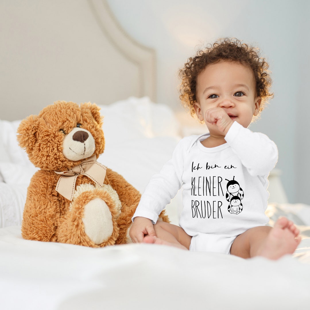 Blue Stork Baby Body With Saying I'm a Little Brother Ladybug Birthday ...