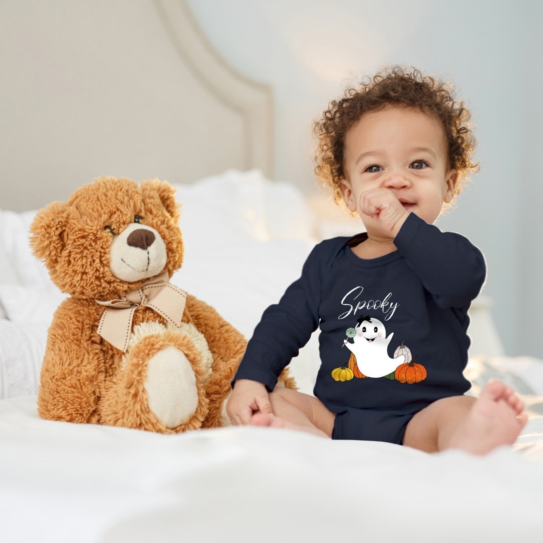 Blue Stork Baby Bodysuit spooky Halloween Ghost - Etsy