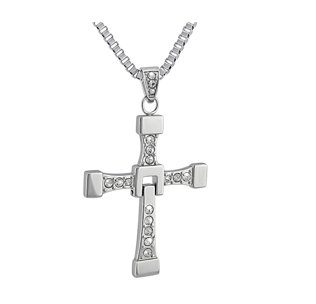 Stainless Steel Chain With Engraved Cross Pendant 60 Cm Long - Dominic ...