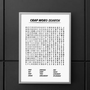 Crap Word Search Digital Download Bathroom Wall Art Funny - Etsy