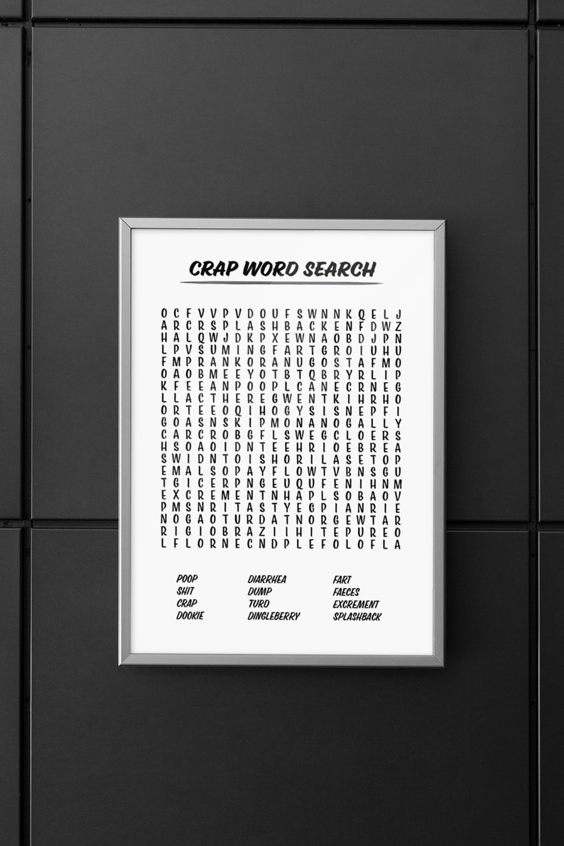 Crap Word Search Digital Download Bathroom Wall Art Funny | Etsy