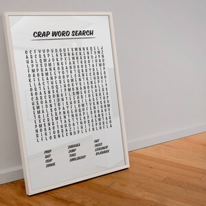 Crap Word Search Digital Download Bathroom Wall Art Funny - Etsy