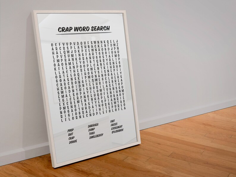 Crap Word Search Digital Download Bathroom Wall Art Funny | Etsy