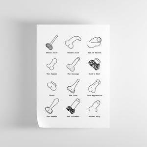 Penis Descriptions Digital Download Dicks Wall Art Print Different Dick ...
