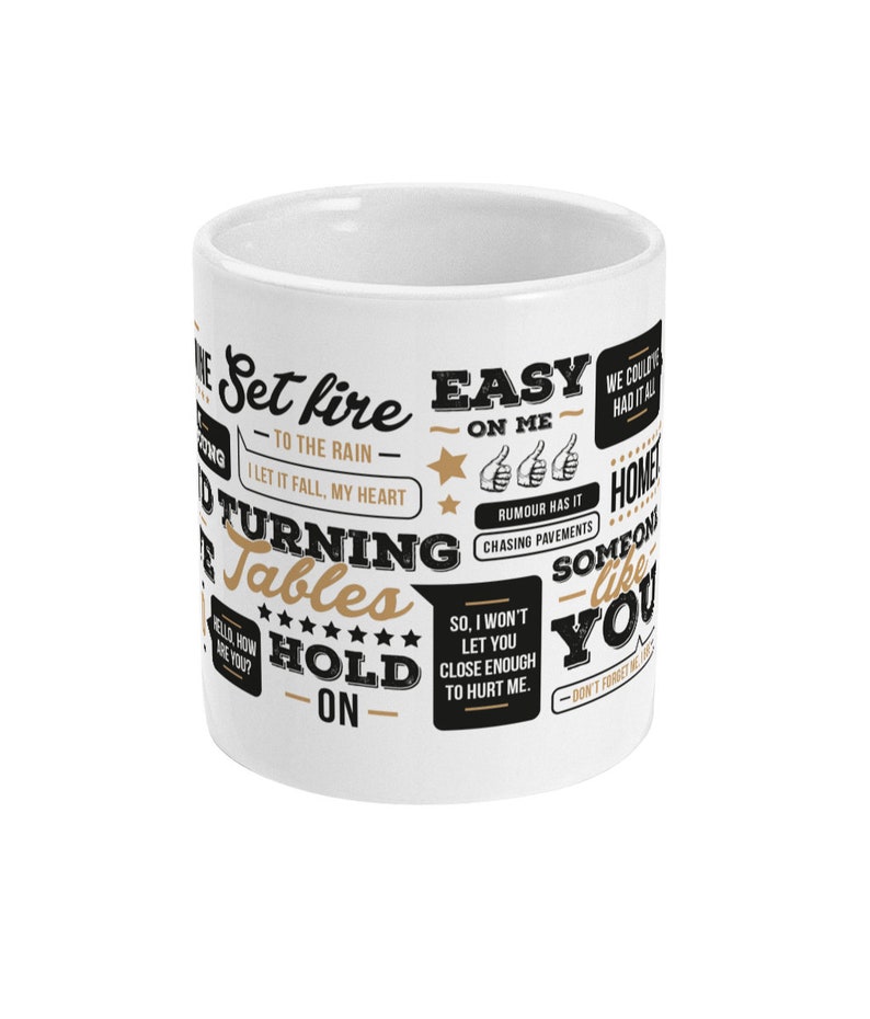 Adele Inspired 11oz Mug | Hand-drawn Illustration With Powerful Lyrics ...