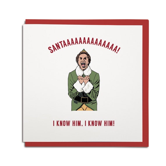 Elf Santa Scene Quotes Men's Elf Santa I Know Him Quote Long Sleeve