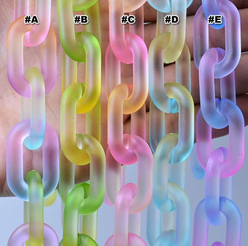 New Matte Rainbow Acrylic Chain Links Oval Chain Links Plastic - Etsy UK