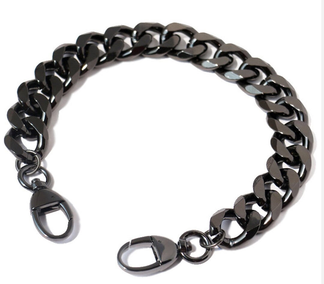 19mm Wide Aluminium Purse Chain Strap, Gunmetal Shoulder Handbag Strap ...