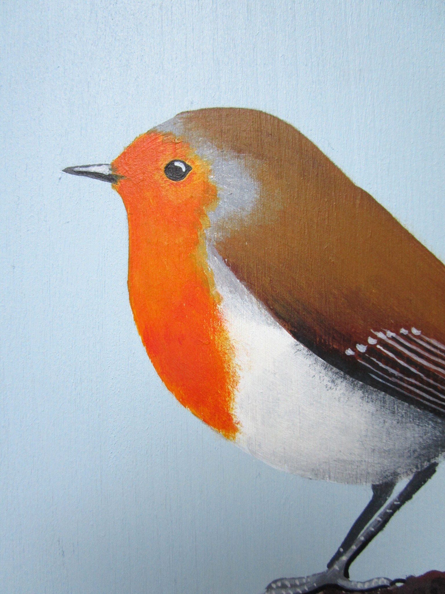 Painted Robin on Wood, Bird Paintings, Painted Birds, Robin Painting ...