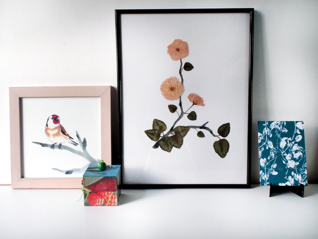 Botanical Art, Collage With Leaf and Flowers, Pressed Flowers, Flowers ...