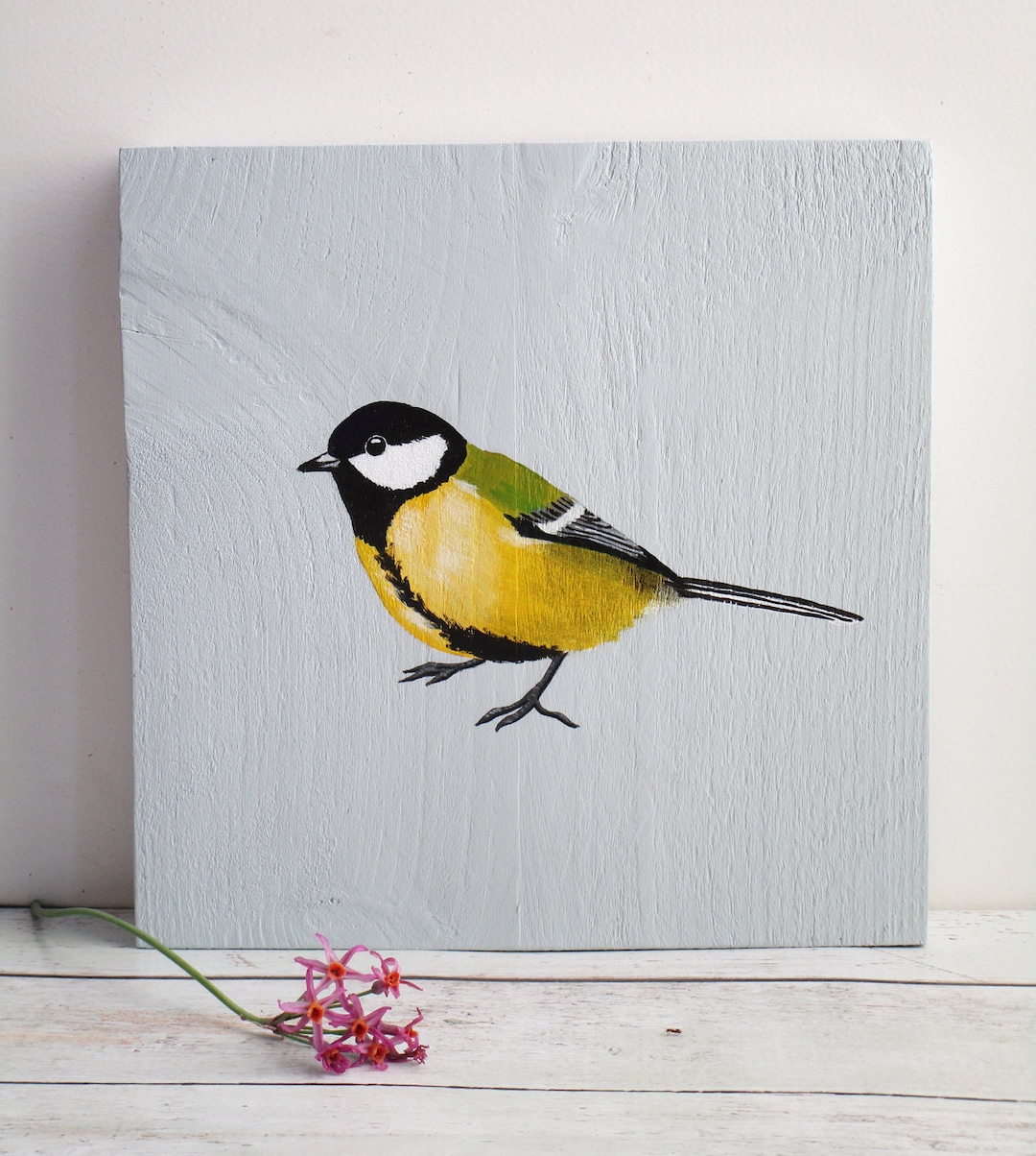 Koolmeesje geschilderd op hout. - Etsy Nederland