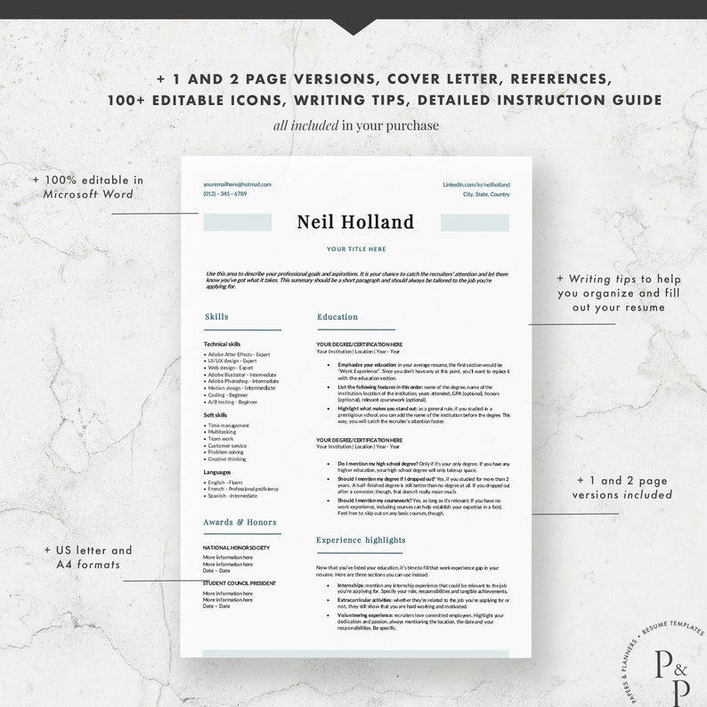 Student Resume for Microsoft Word Student Resume Template - Etsy