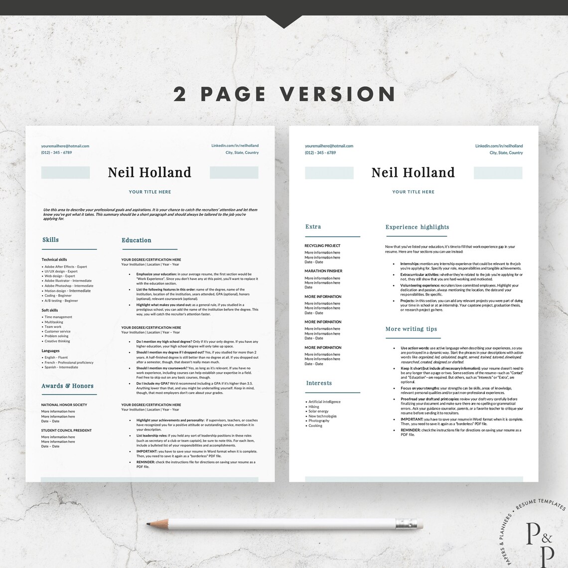 Resume Template BUNDLE, 3 Student Resumes for Microsoft Word, Resume ...