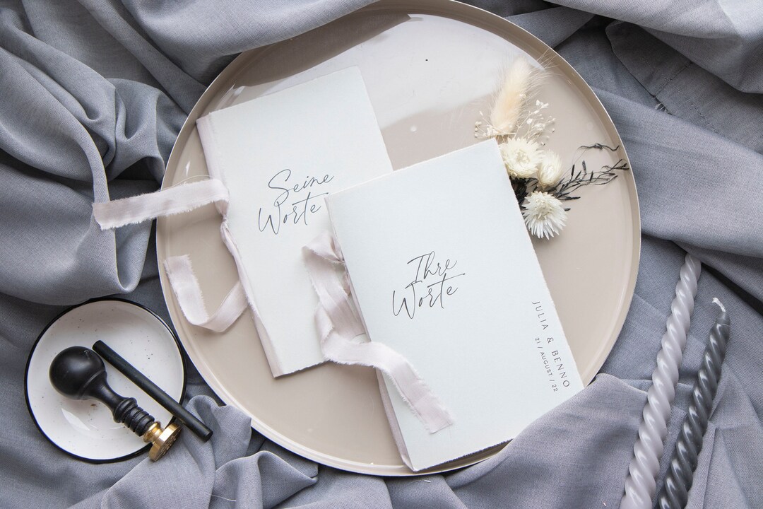 Set 2 Vows COLOR SAGE / SAGE Wedding Vows Book Made of Handmade Paper ...