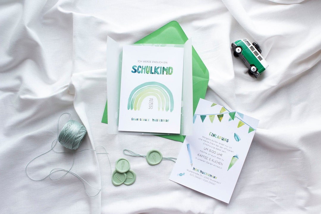 School Invitations Set of 10 Watercolor With Tracing Paper Wax Seal and ...