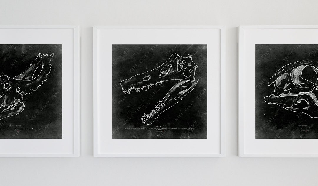 Irritator Drawing Wall Art, Vintage Antique Dinosaur Fossil Art Print ...