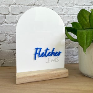 Arch Name Plaque - Free Standing Custom Acrylic Name Sign - Room Decor ...