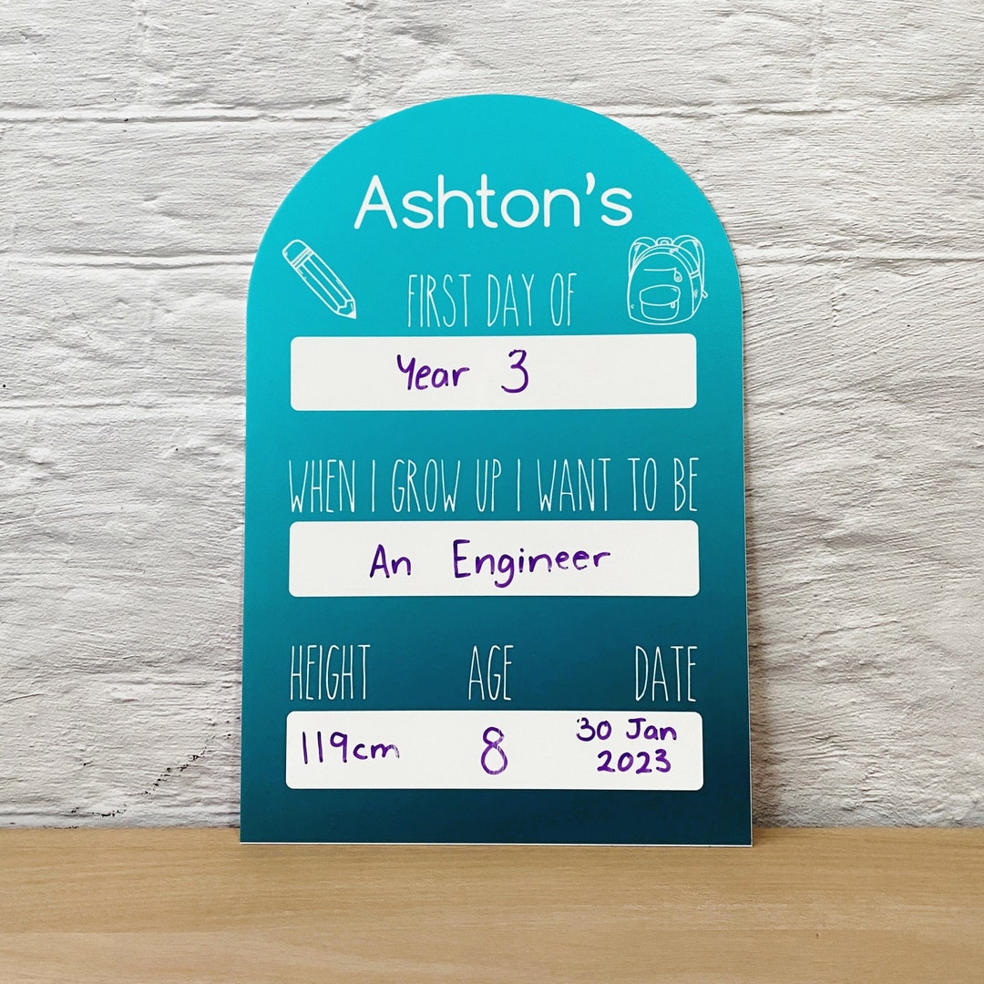 First Day of School Sign / Board - Acrylic - UV Printed - Coloured ...