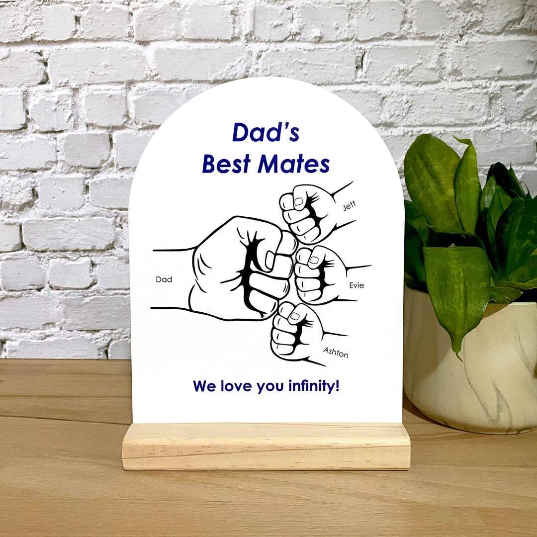 Father's Day Personalised Fist Bump Desk Plaque UV Printed Gift for Dad ...