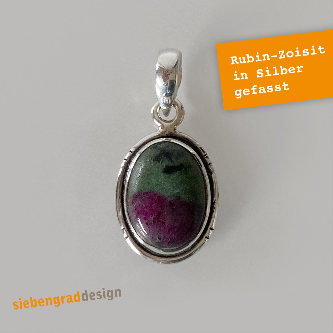 Silver Chain Pendant Ruby Zoisite Oval VI Decorated Silver 925 VI - Etsy