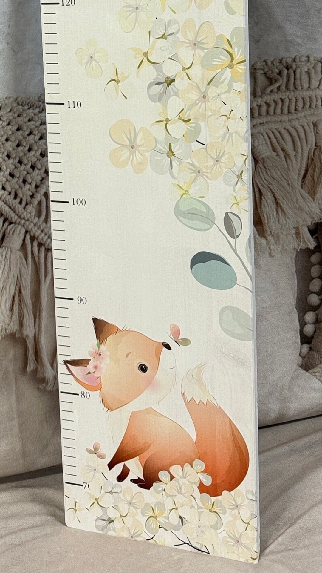Children's Measuring Stick Cute Fox, Personalized, 70 Cm-160 Cm, Solid ...