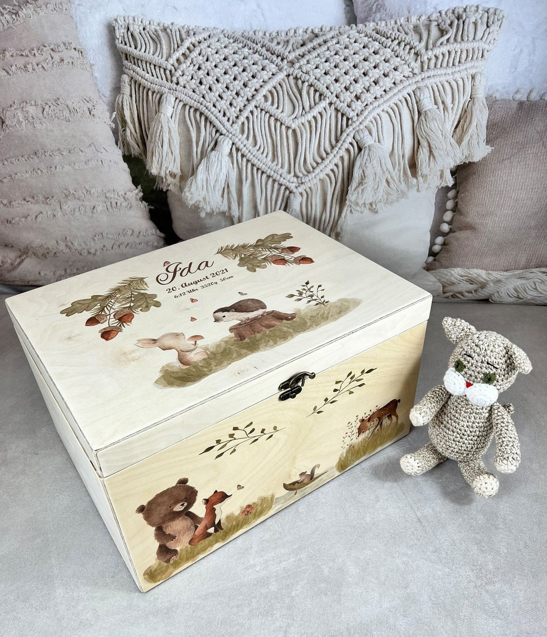 Baby Memory Box Forest Animals Natural Birch Wood Memory - Etsy