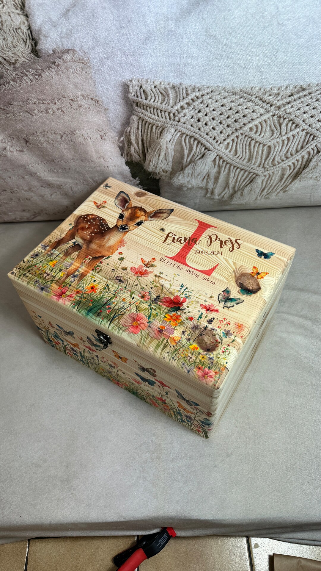 Memory Box With Deer in the Meadow With Butterflies, Bambi Motif ...