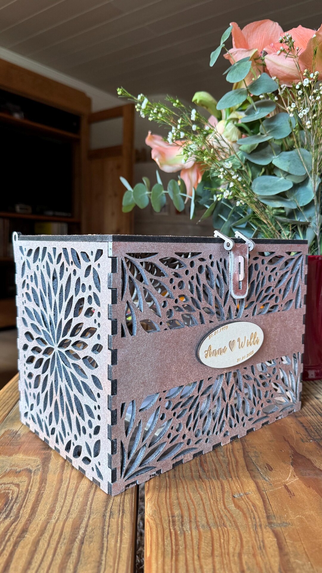 Wedding Box for Cash Gifts, Golden Wedding, Personalized With Name and ...