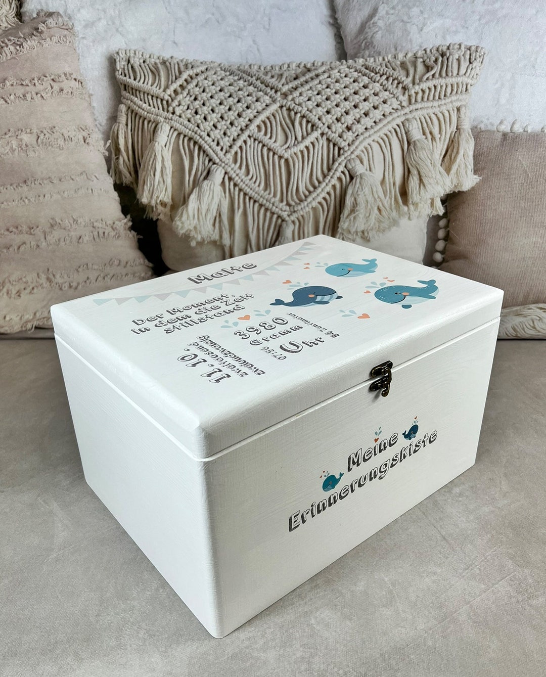 Baby Memory Box Large in White, Sweet Whale, Birth Gift, Baby Gift ...