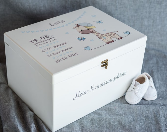 Giraffe Baby Memory Box, Large, White, Baby Birth Gift, Memory Box With ...