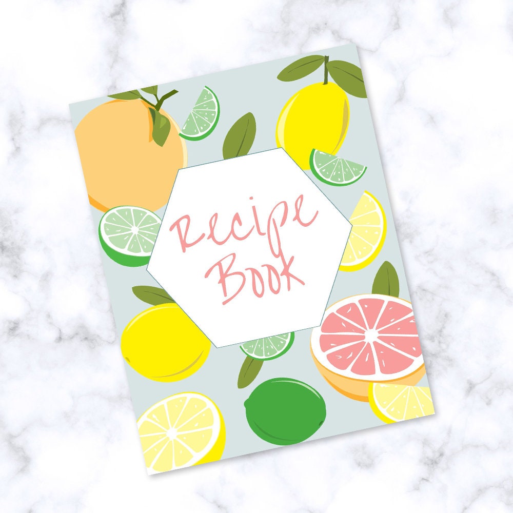Printable Citrus Themed Recipe Insert Page Editable Text Recipe Binder ...