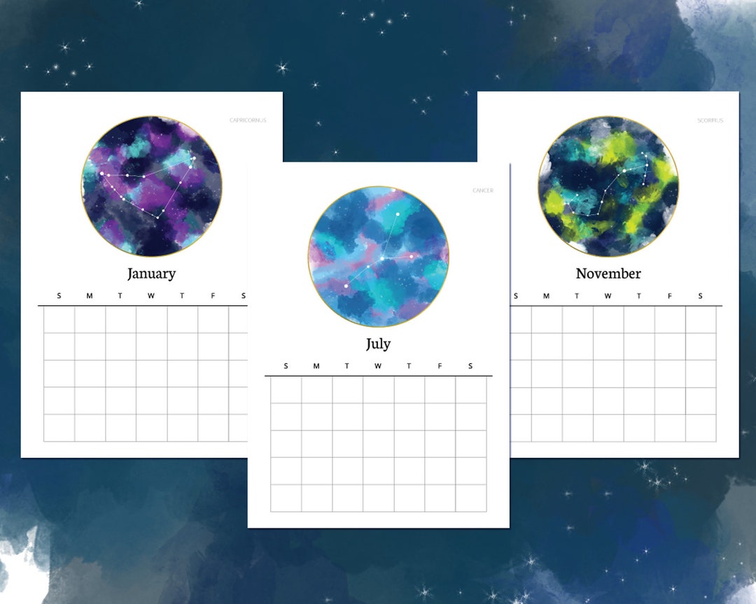 Editable Calendar | Horoscope Art | Zodiac Calendar | No Dates ...