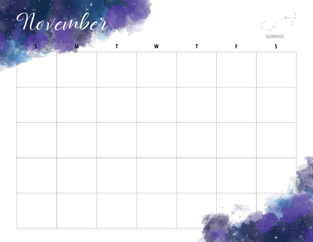 Editable Calendar Galaxy Art Zodiac Calendar No Dates - Etsy