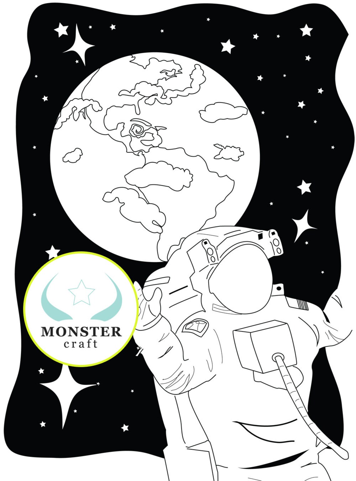 Printable Astronaut Space Scene Featuring Planet Earth | Outer Space ...