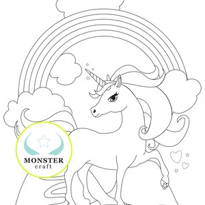 Printable Unicorn and Rainbow Coloring Page | Fantasy | Digital ...