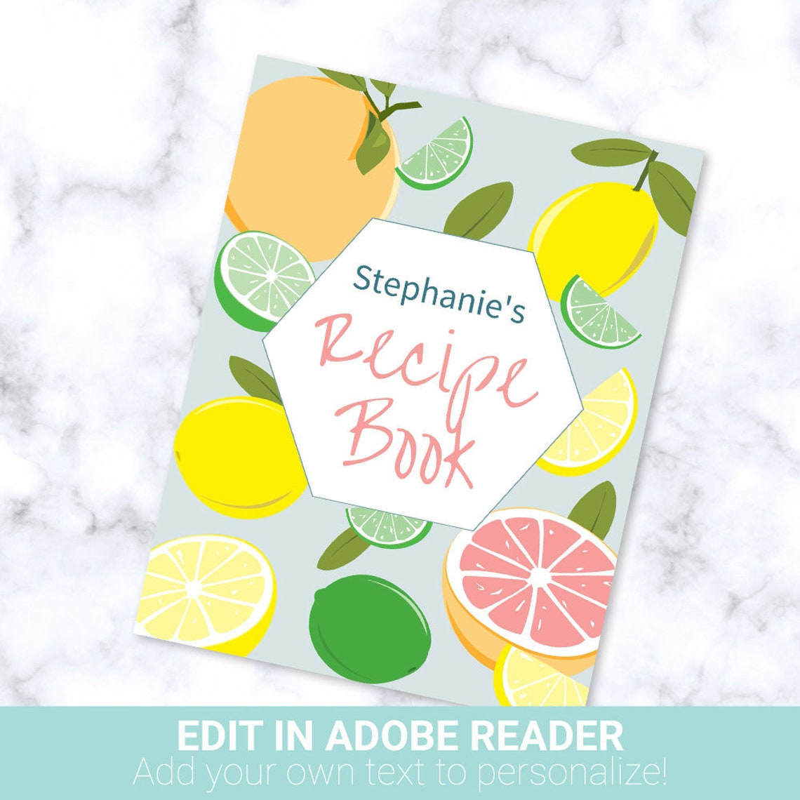 Printable Citrus Themed Recipe Insert Page Editable Text Recipe Binder ...