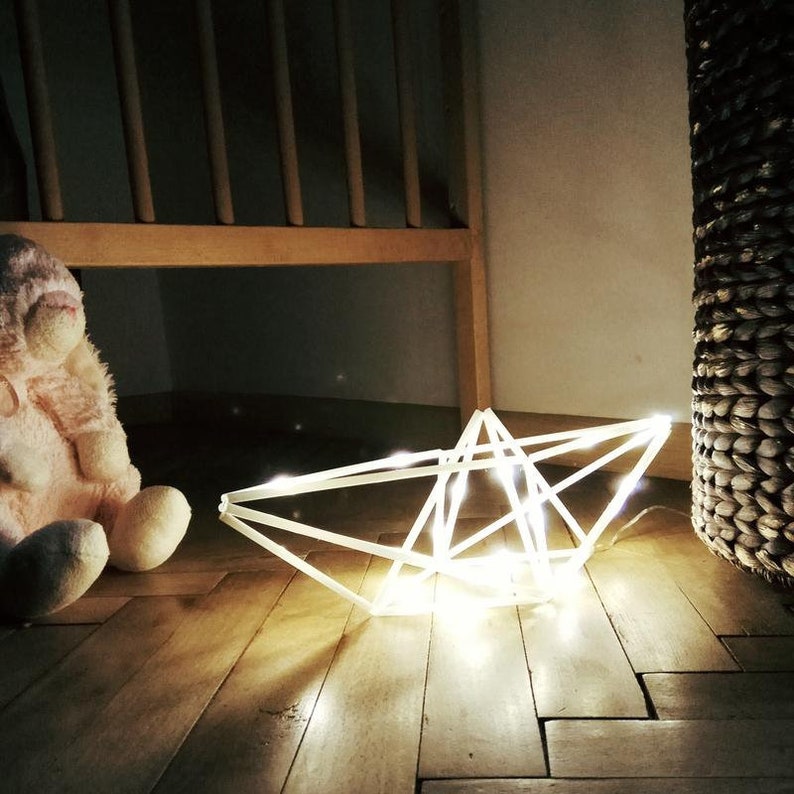 Paper Boat Bedside Lamp, Nursery Light, Geometric Accent Lamp - Etsy