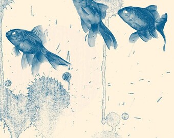 Mint by Michelle A1 & A3 Blue Fish Decoupage Paper - Etsy