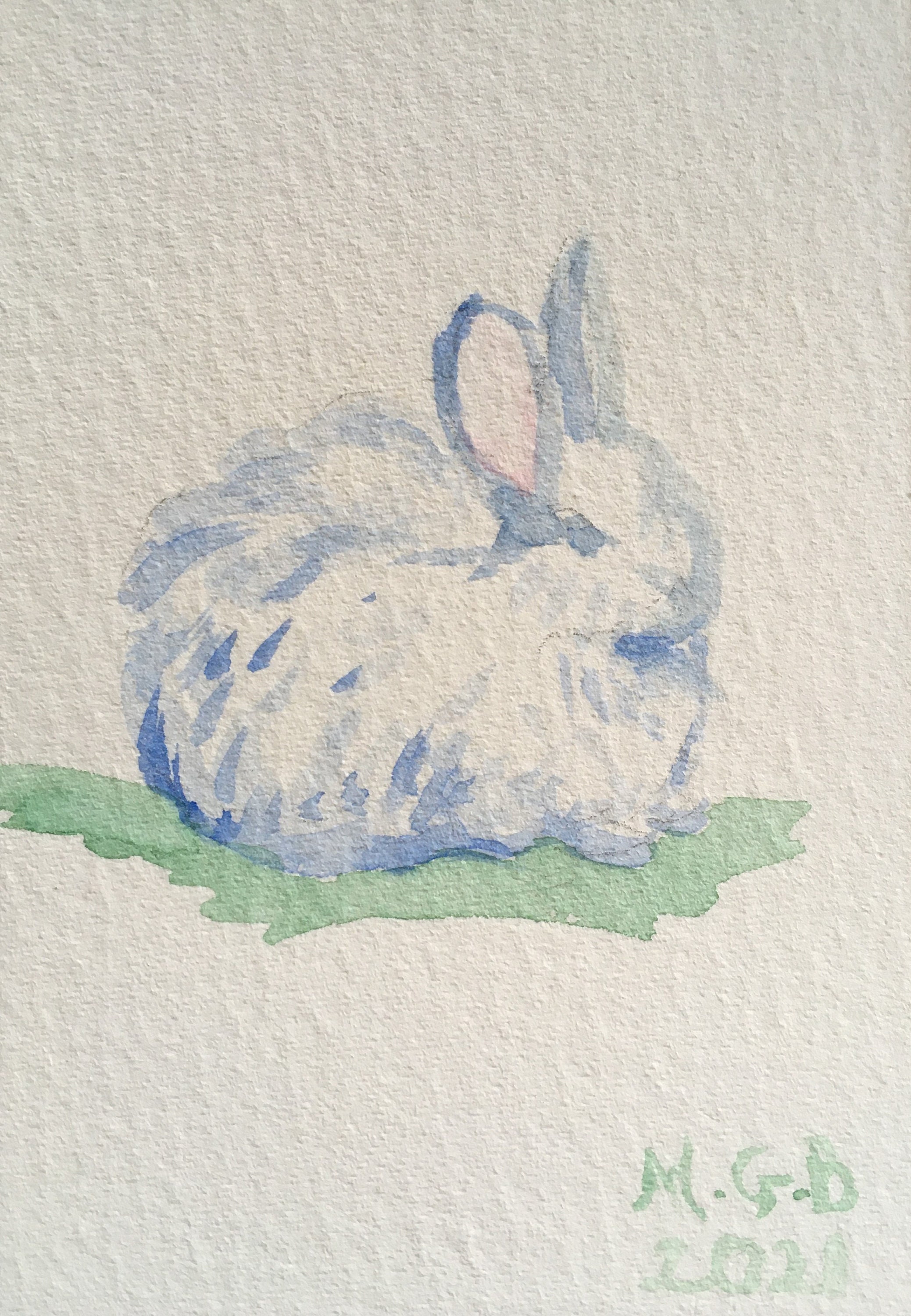Angora Rabbit in Landscape Original Watercolor 2.5 x 3.5 | Etsy