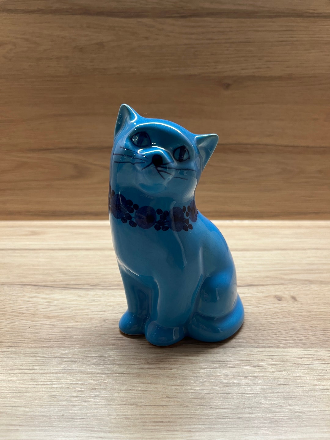 Guldkroken Hjo Blue Cat Figurine. Swedish Pottery. Vintage Ceramic Blue ...