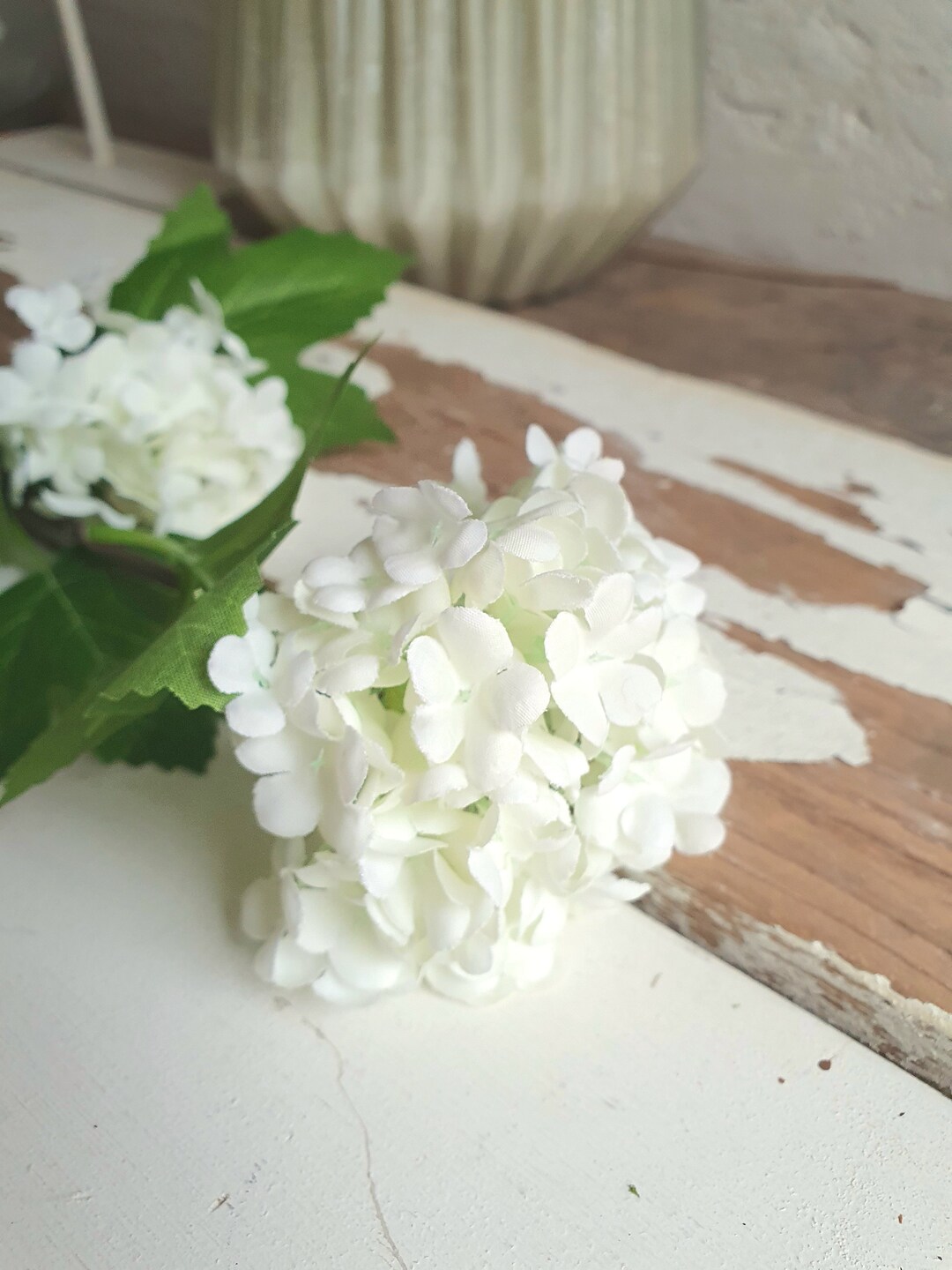 Pretty Natural Snowball Branch 50 Cm White Silk Flower Vintage Spring ...