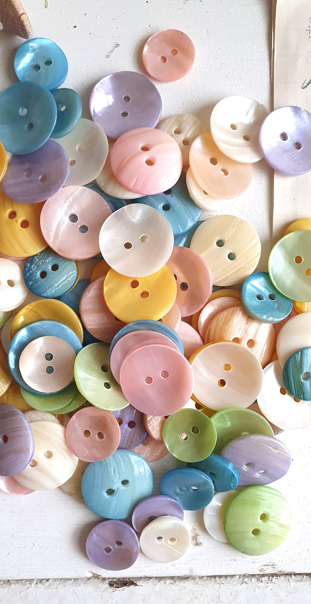 2 Delicate Mother-of-pearl Buttons, Pastel! Choice of Colors. Capiz 15 ...