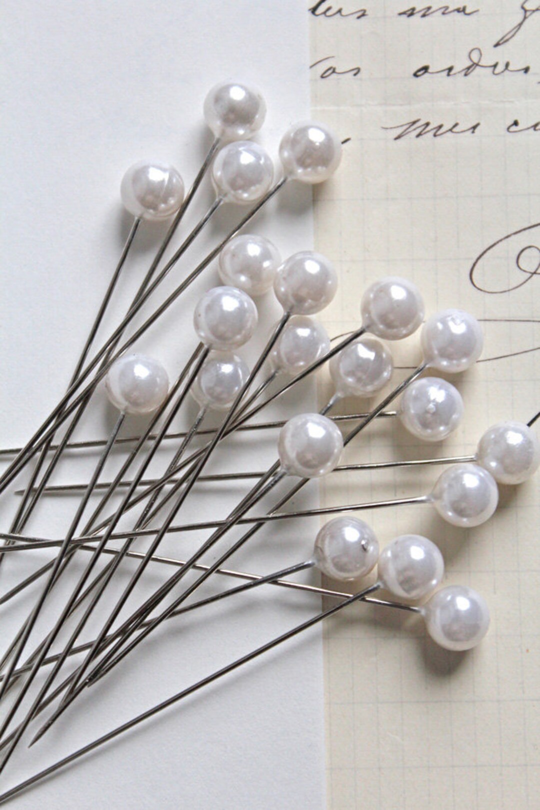 0,16eur/st 10 Pearl Head Needles 8 Mm White Pearl Corsage Pins Pearl ...