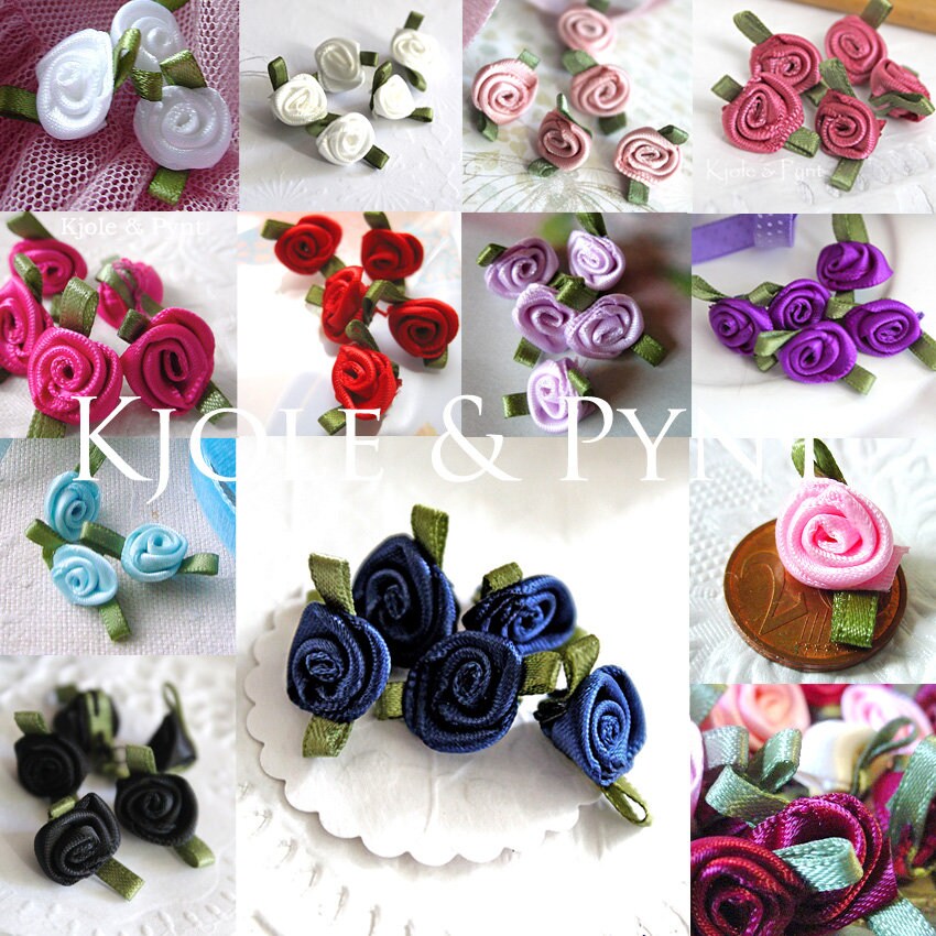 0.18Eur/St 10 Small Satin Roses Satin Florets Rosewood 1cm | Etsy