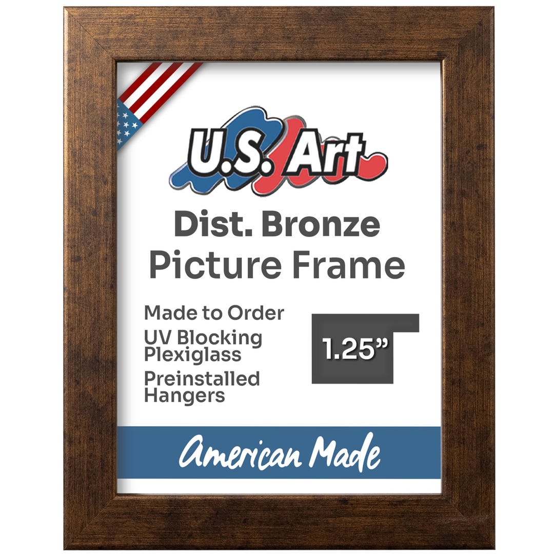 Distressed Bronze Picture Frame 1.25 Inch Flat Rustic Vintage Art Frame ...