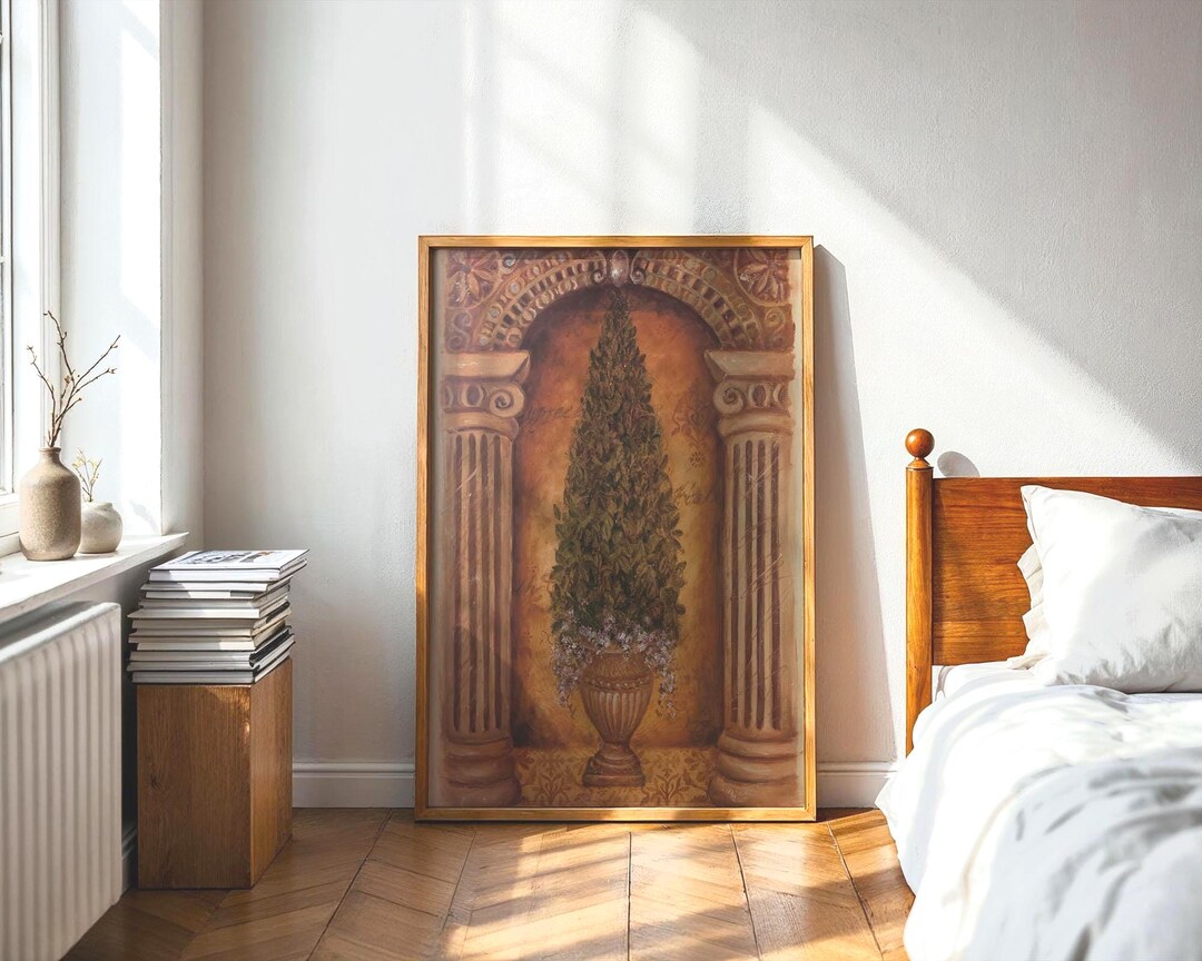 Boxwood Niche by White, Vintage Floral Prints, 24x36 Floral Wall Art ...