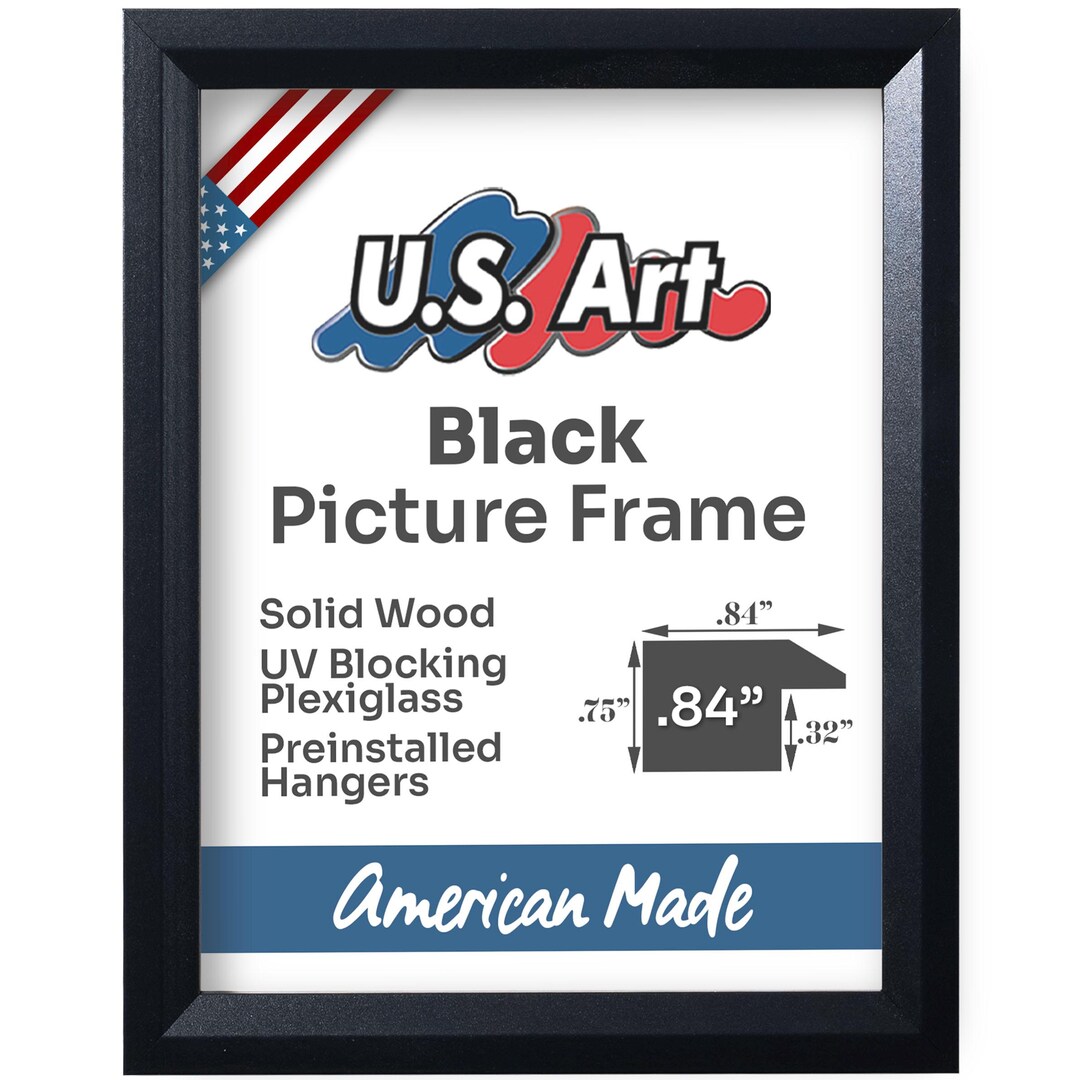 Black Beveled Picture Frame .84 Inch Solid Wood Photo Frame Modern ...