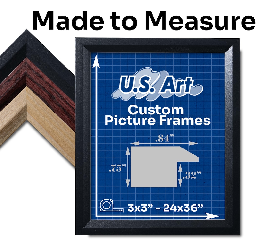 Custom Frame Beveled Solid Wood Custom Picture Frame With Preinstalled ...